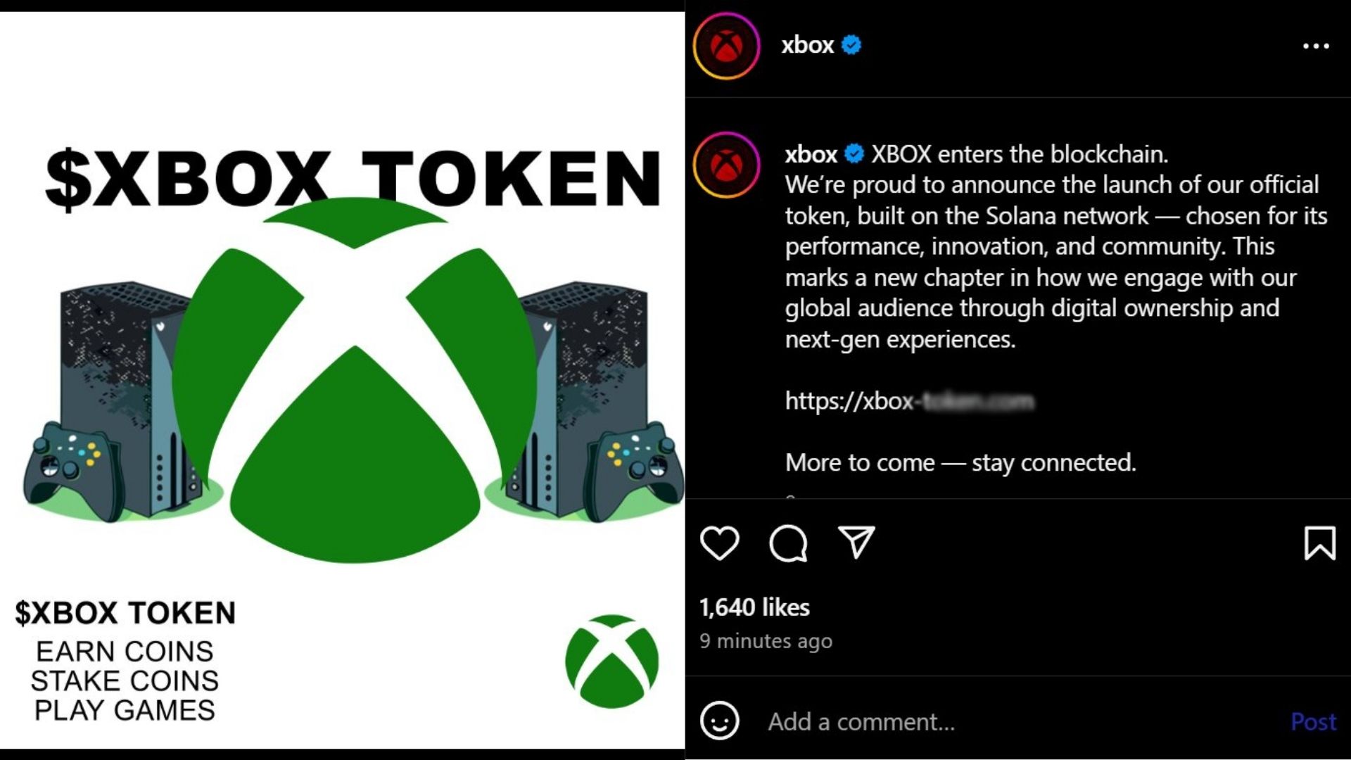 Xbox en Instagram fue hackeado para promover estafa